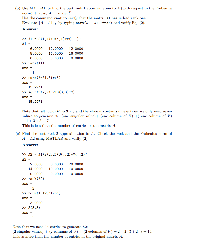 MAT 343 Laboratory 6 The SVD Decomposition and Image | Chegg.com