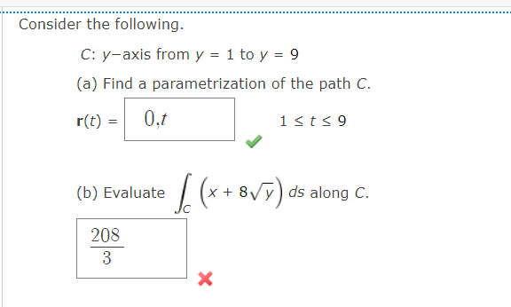 Solved Consider the following.C: y-axis from y=1 ﻿to y=9(a) | Chegg.com