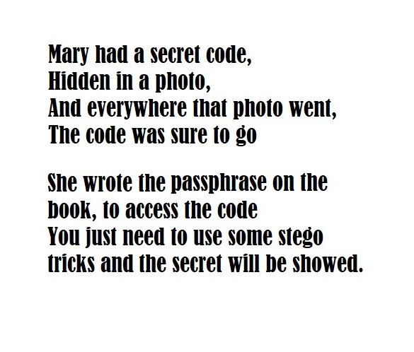 Solved Mary had a secret code, Hidden in a photo, And | Chegg.com