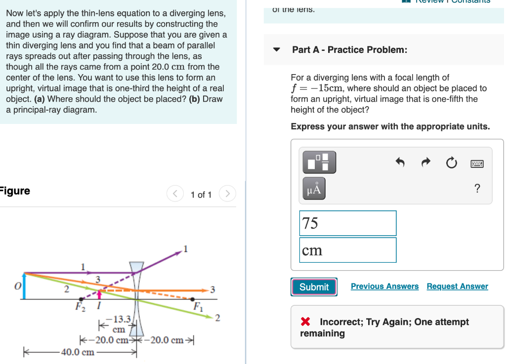 Solved of the lens. Part A - Practice Problem: Now let's | Chegg.com