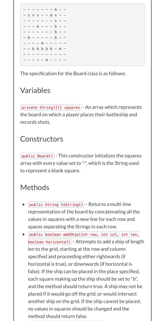 Assignment 8: Battleship Instructions In this | Chegg.com