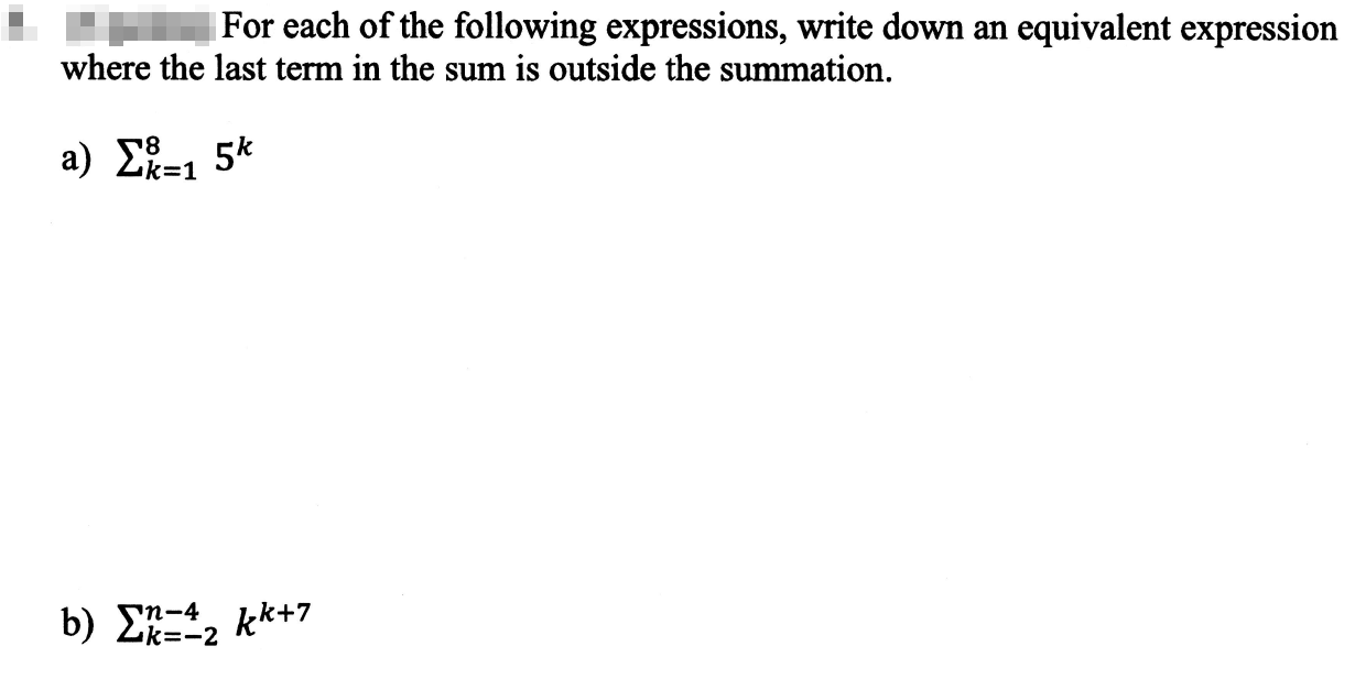 Solved For each of the following expressions, write down an | Chegg.com