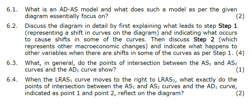 Solved 6.1. What is an AD-AS model and what does such a | Chegg.com