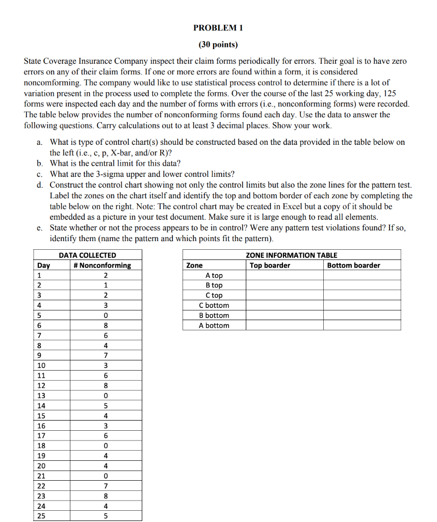 Solved PROBLEM 1 (30 points) State Coverage Insurance | Chegg.com