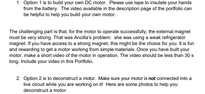 Solved You can find tips on deconstructing a motor on the | Chegg.com