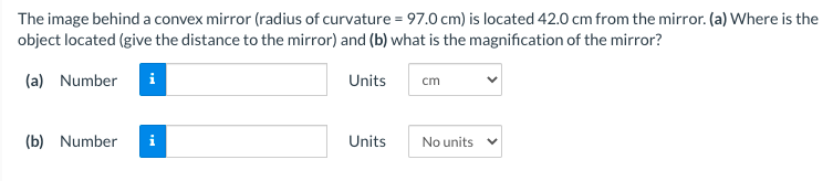 Solved The image behind a convex mirror (radius of curvature | Chegg.com