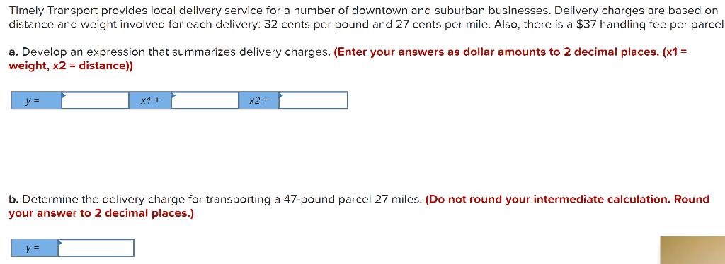 Solved Timely Transport provides local delivery service for | Chegg.com