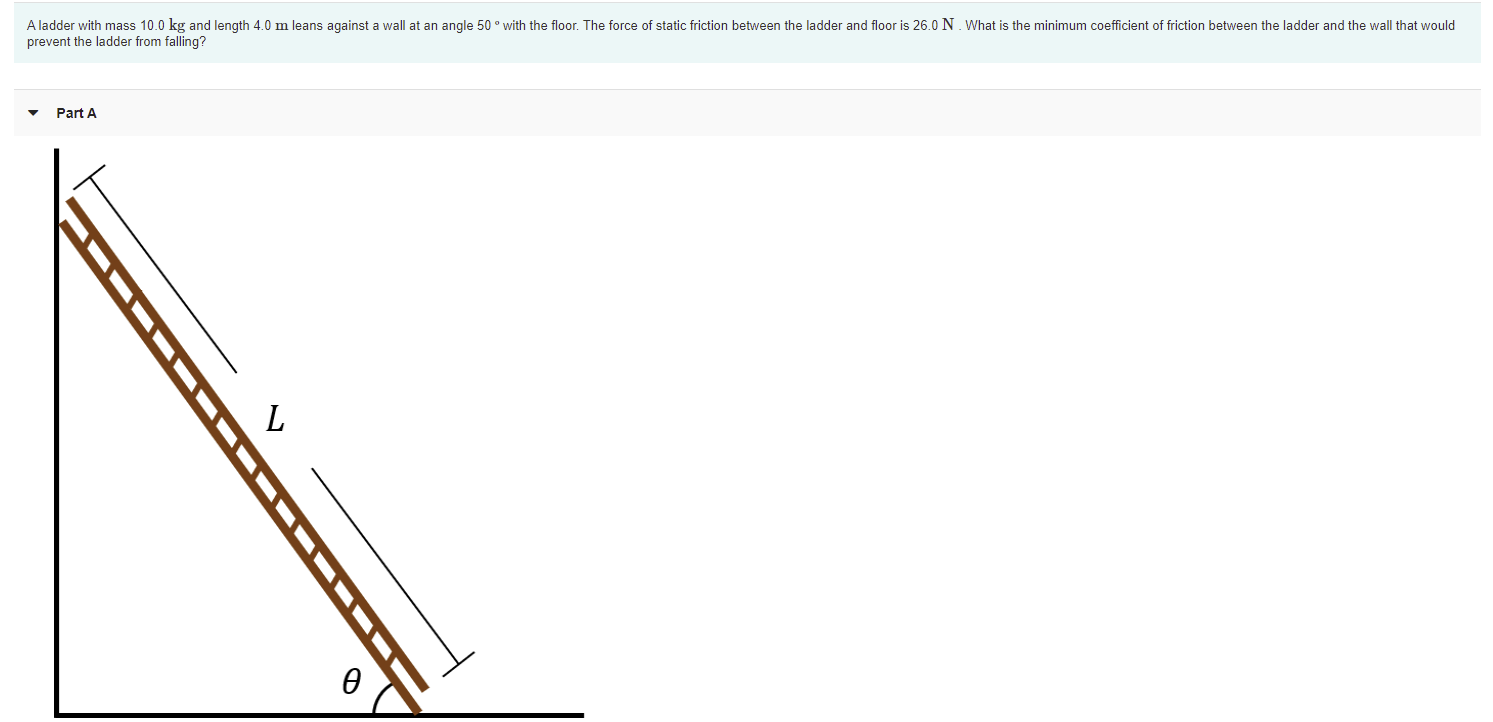 Solved Aladder with mass 10.0 kg and length 4.0 m leans | Chegg.com