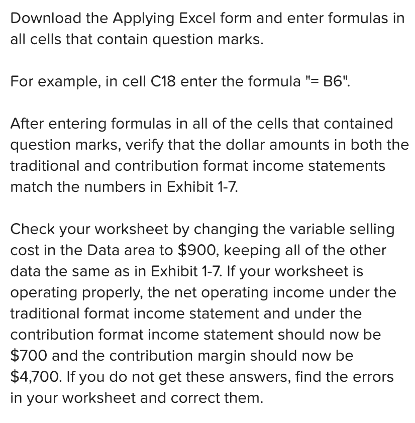 Solved Download the Applying Excel form and enter formulas | Chegg.com