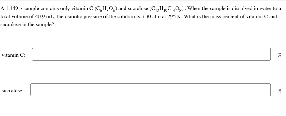 Solved A 1.149 g sample contains only vitamin C(C6H8O6) and | Chegg.com