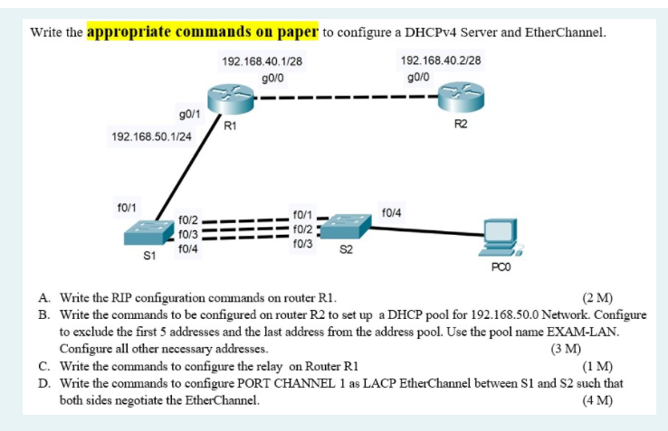 Solved Write the appropriate commands on paper to configure | Chegg.com