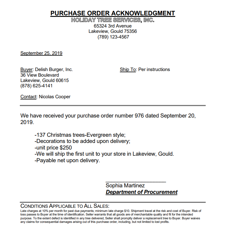 Solved We have received your purchase order number 976 dated | Chegg.com