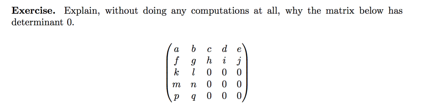 Solved Exercise. Explain, without doing any computations at | Chegg.com