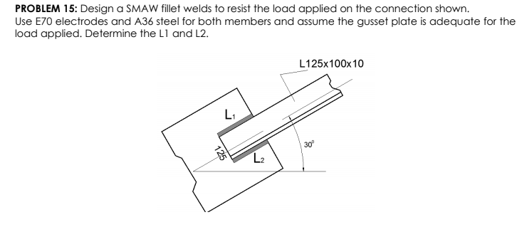 Solved PROBLEM 15: Design a SMAW fillet welds to resist the | Chegg.com