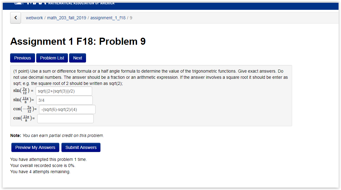 Solved Use a sum or difference formula or a half angle | Chegg.com