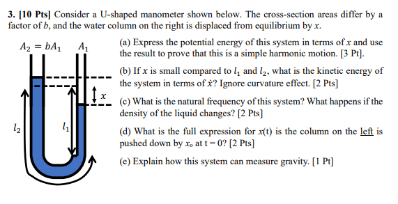 Solved 3. [10 Pts] Consider a U-shaped manometer shown | Chegg.com