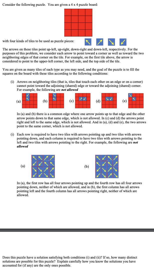Solved Consider the following puzzle. You are given a 4 x 4 | Chegg.com