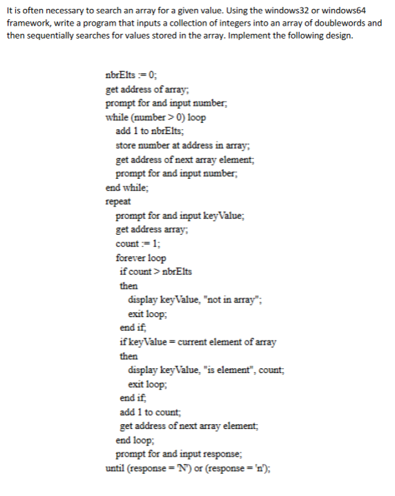 It Is Often Necessary To Search An Array For A Given
