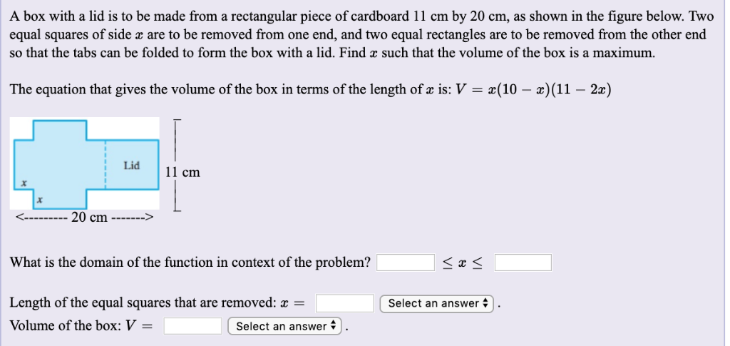 Solved A box with a square base and open top must have a | Chegg.com