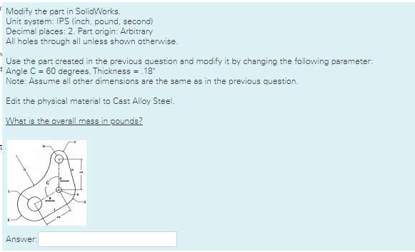 Solved Build the Spacer Plate part in SolidWorks. Unit | Chegg.com