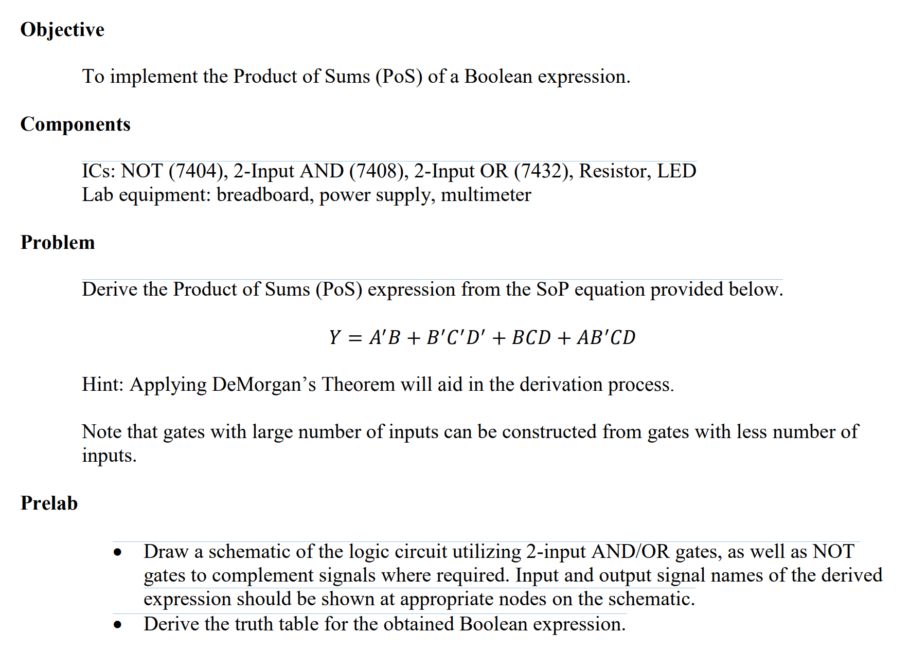 Solved ICs: NOT (7404), 2-Input AND (7408), 2-Input OR | Chegg.com