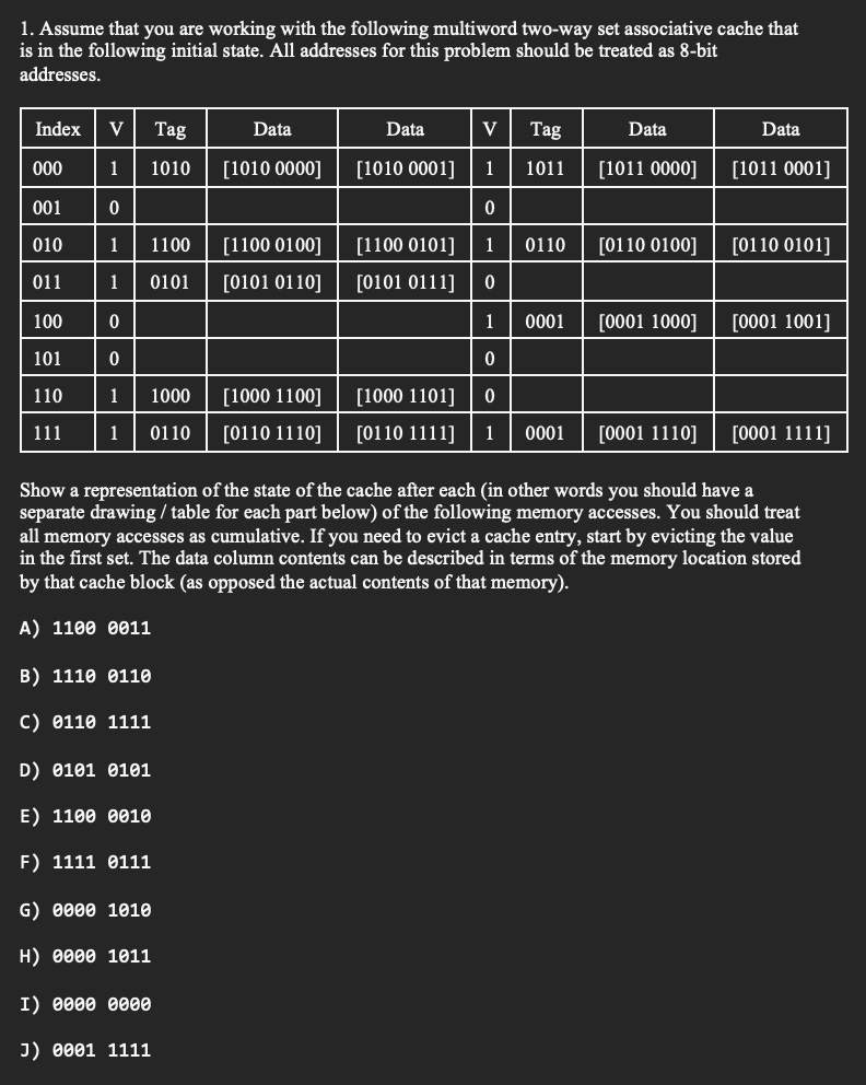 Solved 1. Assume that you are working with the following | Chegg.com