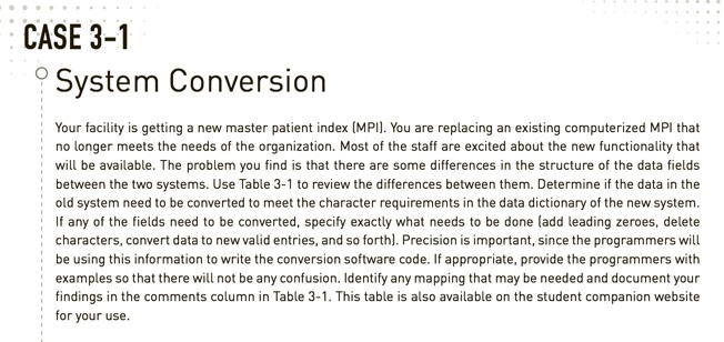 CASE 3-1 System Conversion Your facility is getting a | Chegg.com