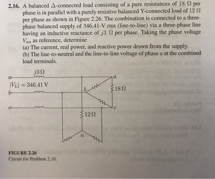 Solved 2.16. A balanced ?-connected load consisting of a | Chegg.com