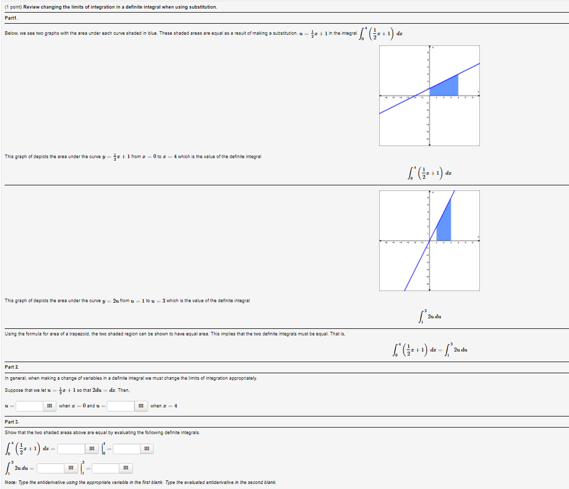 Solved (1 point) Review changing the limits of integration | Chegg.com