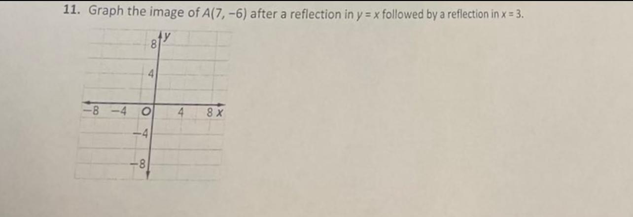 Solved 11. Graph the image of A(7,−6) after a reflection in | Chegg.com