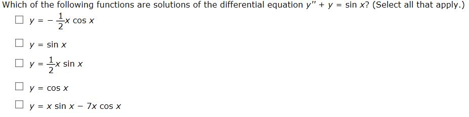 Solved Which of the following functions are solutions of the | Chegg.com