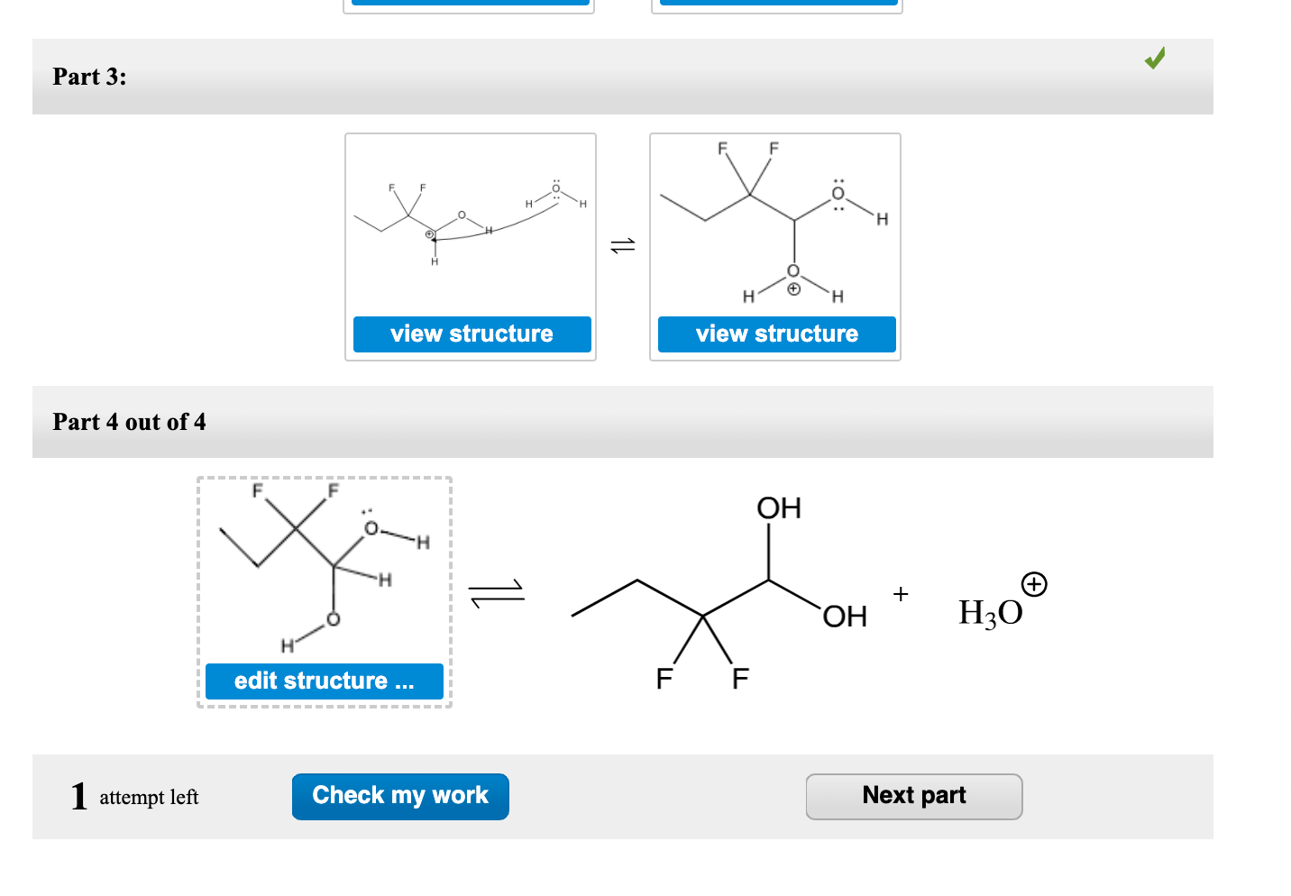 Solved Part 3: F F H 1) H H view structure view structure | Chegg.com