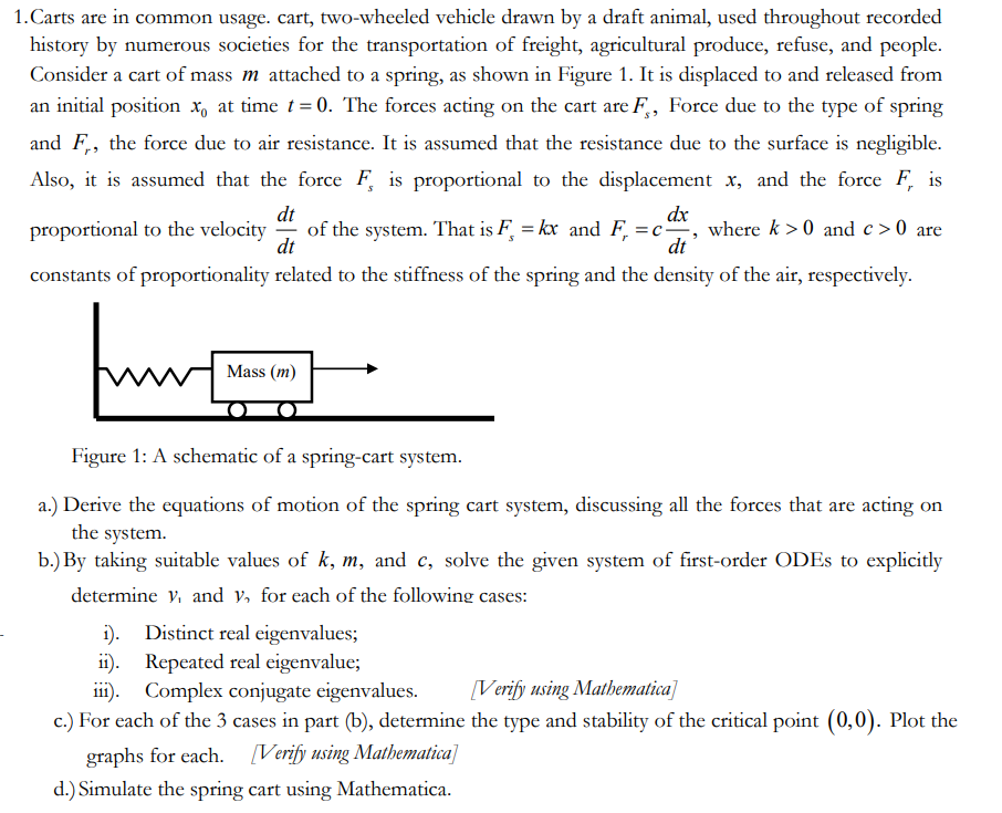 Solved 1.Carts are in common usage. cart, two-wheeled | Chegg.com