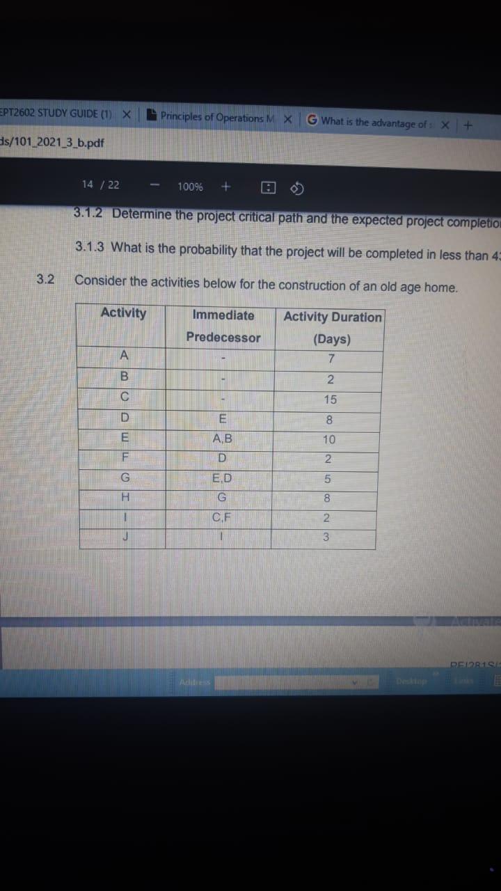 Solved 3.2.1 Determine the total completion time and the | Chegg.com