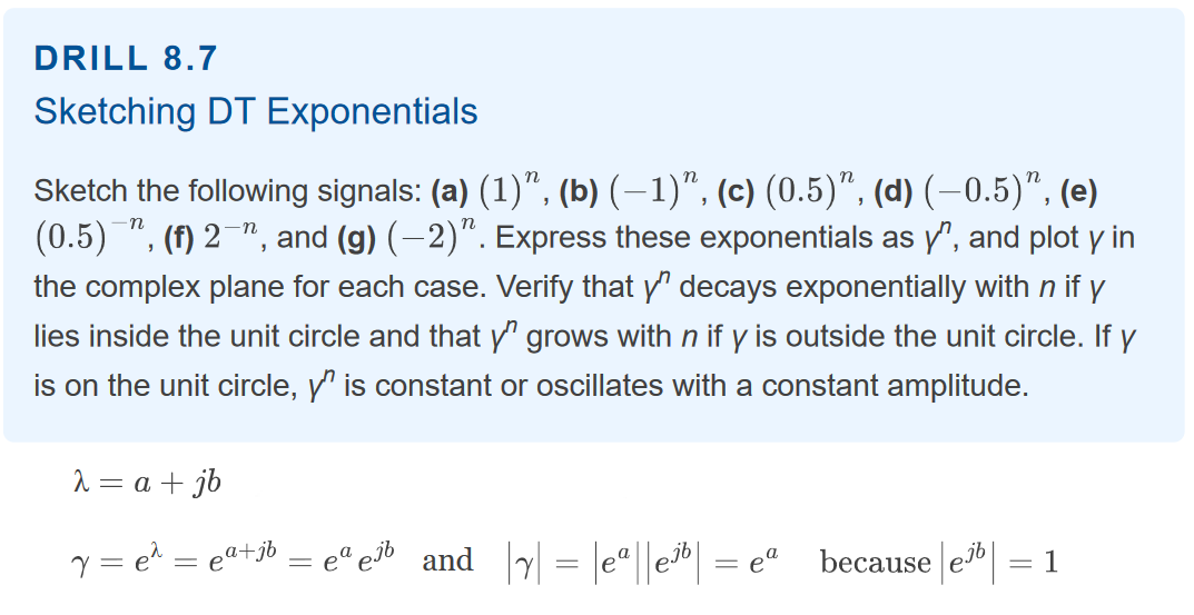 Solved DRILL 8.7 Sketching DT Exponentials Sketch the | Chegg.com