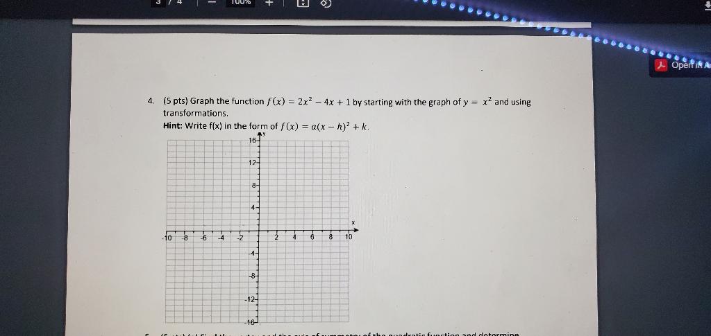 Solved 100% хореrt ifА 4. (5 pts) Graph the function f(x) = | Chegg.com