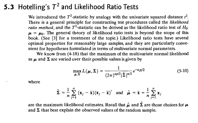 Solved 5.3 Hotelling's T2 and Likelihood Ratio Tests We | Chegg.com