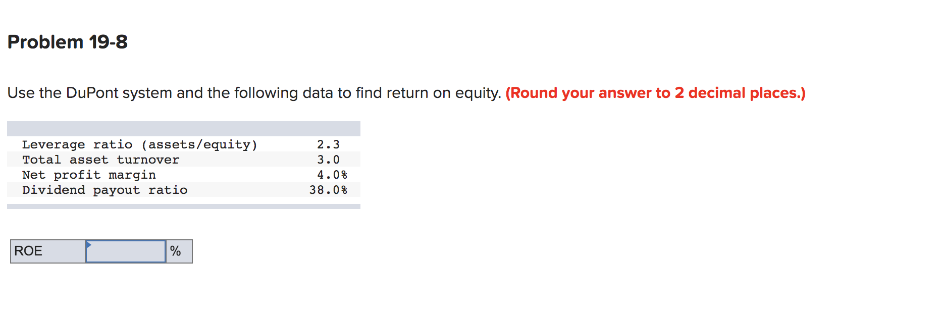 Solved Problem 19-8 Use the DuPont system and the following | Chegg.com