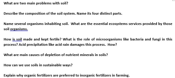 Solved Questions about Soil Resources (Answer briefly - no | Chegg.com