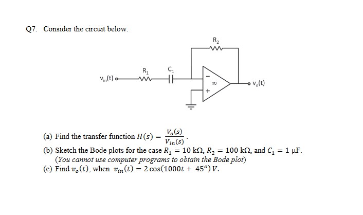 Solved Q7. ﻿Consider the circuit below.(a) ﻿Find the | Chegg.com