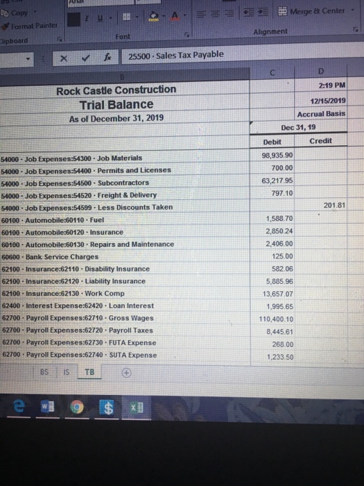 L67 A B C D E Rock Castle Construction Balance Sheet | Chegg.com