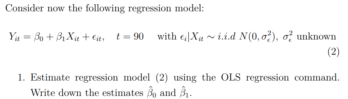 Consider now the following regression model: Yit = Bo | Chegg.com