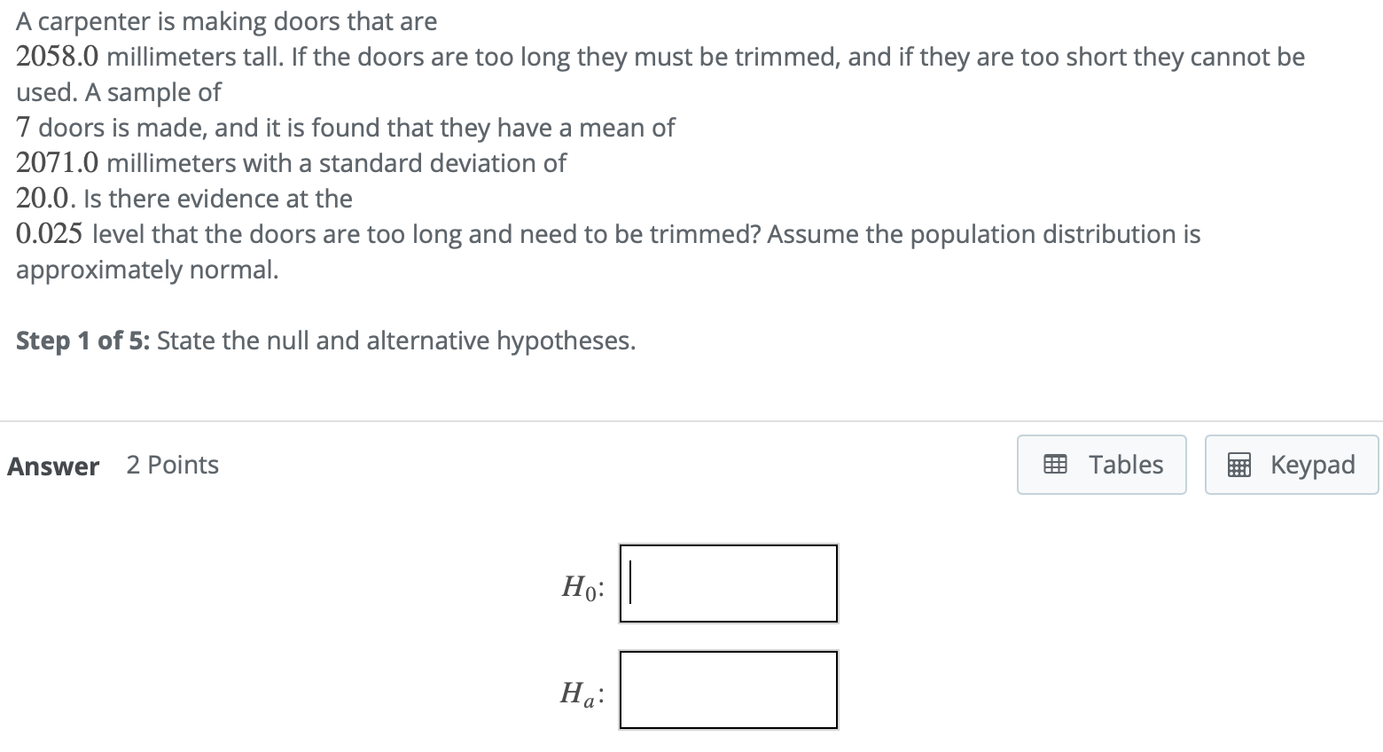 Solved A carpenter is making doors that are 2058.0 | Chegg.com