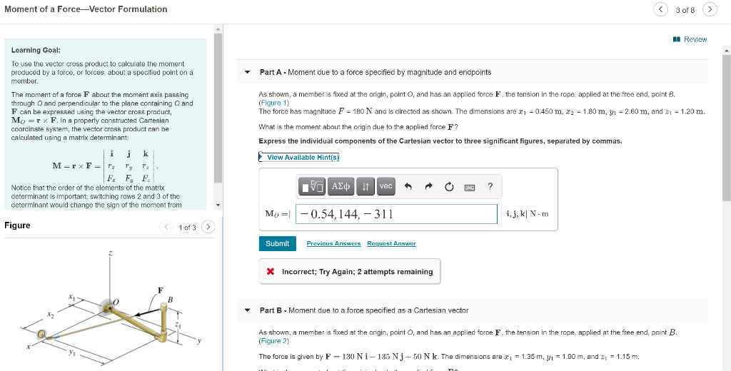 Solved Moment of a Force—Vector Formulation