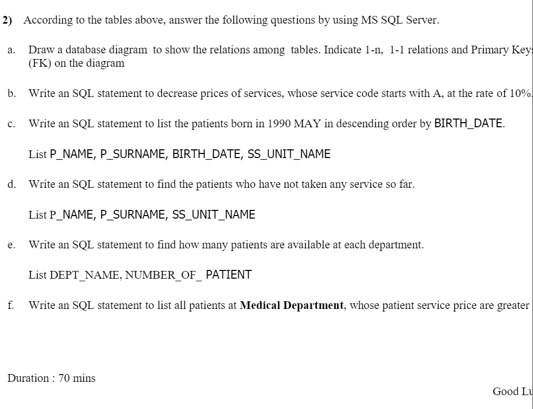 Solved 2) According to the tables above, answer the | Chegg.com