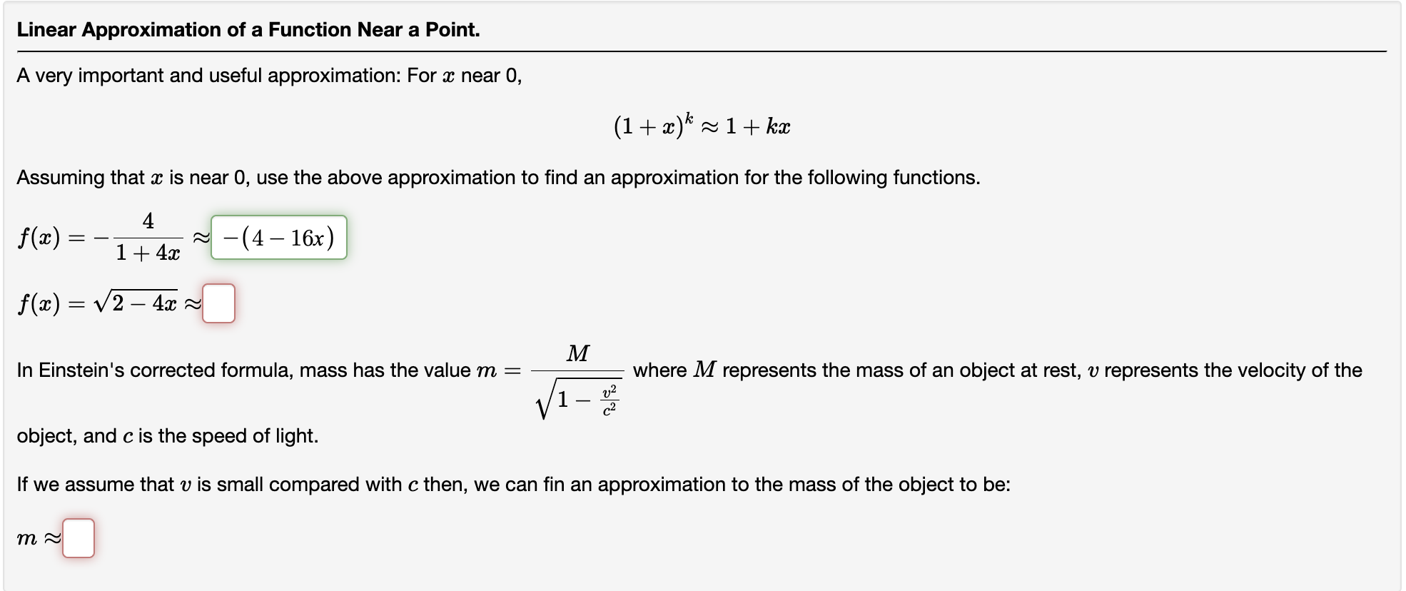 Solved A very important and useful approximation: For x near | Chegg.com