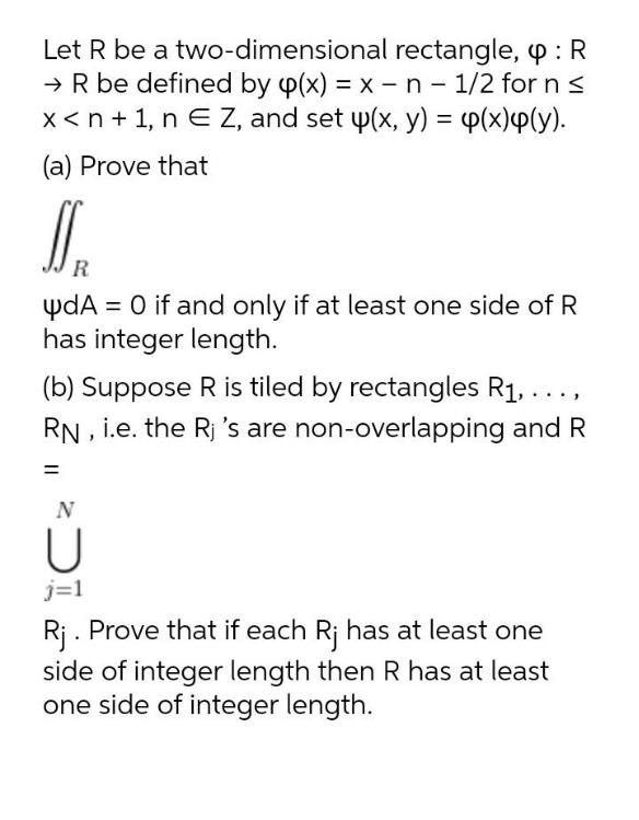 Solved Let R be a two-dimensional rectangle, o : R → R be | Chegg.com