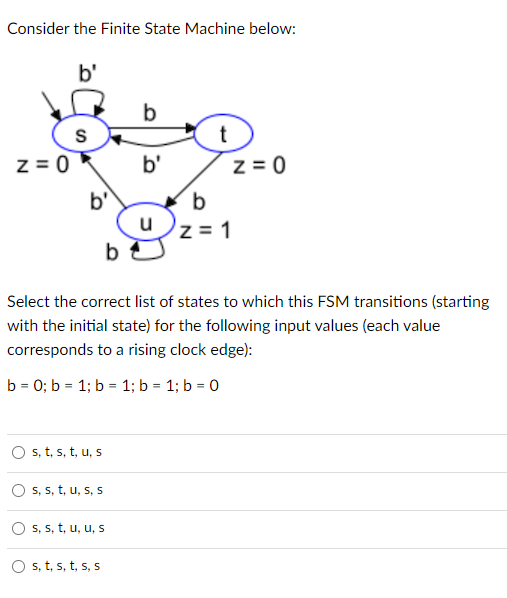 Solved Consider the Finite State Machine below:Select the | Chegg.com