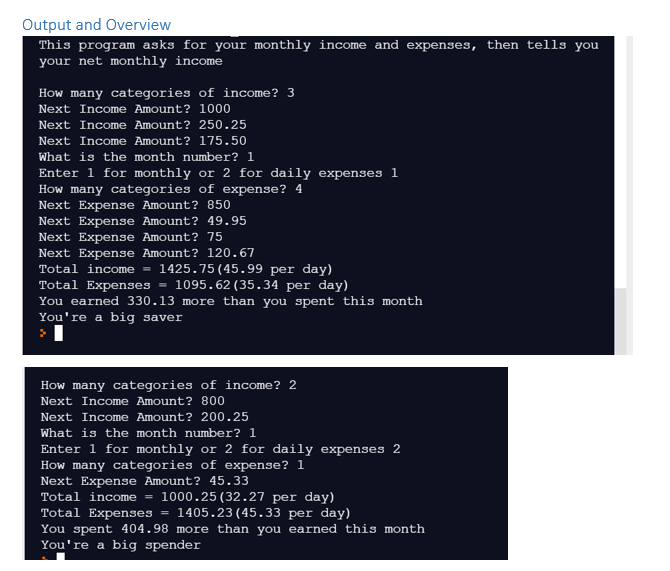 Solved Budgeter Program Behavior Write a complete Java | Chegg.com