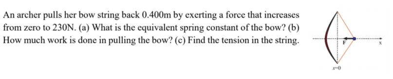 Solved An archer pulls her bow string back 0.400m by | Chegg.com